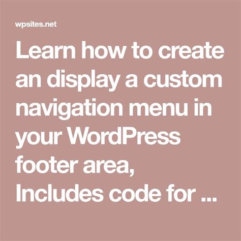 learn how to create an display a custom navigation menu in your