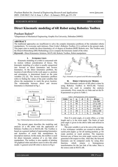 Direct Kinematic Modeling Of 6r Robot Using Robotics Toolbox Pdf