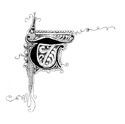 Digital Stamp Design Drop Cap Letter Digital Download Design Antique