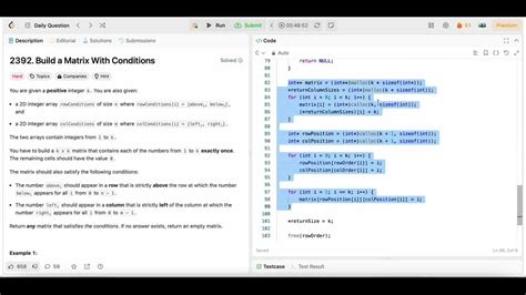 2392 Build A Matrix With Conditionsstep By Step Solutionleetcode
