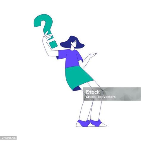젊은 여성 문자 에 그만큼 교차로 와 물음표 서 있는 와 생각 벡터 일러스트 개념에 대한 스톡 벡터 아트 및 기타 이미지 Istock