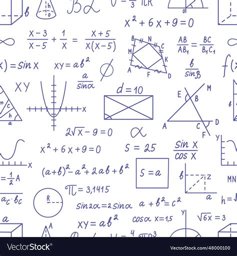 Math Seamless Pattern Mathematics Solutions Vector Image