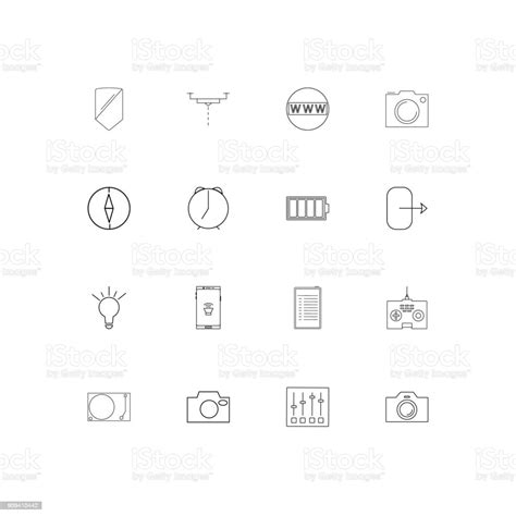 장치 선형 얇은 아이콘 설정합니다 간단한 벡터 아이콘 설명 동점골에 대한 스톡 벡터 아트 및 기타 이미지 동점골 디자인 로그아웃 Istock