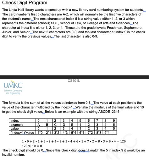 Solved Check Digit A Check Digit Is A Digit That Is Used In Chegg Com