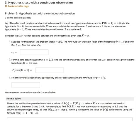 Solved Hypothesis Test With A Continuous Observation Bookmark This