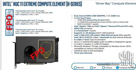 Intel Tiger Lake H NUC Extreme Compute Element Leaks For SFF PCs HotHardware