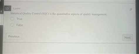 Solved 131 ﻿pointstatistical Quality Control Sqc ﻿is The