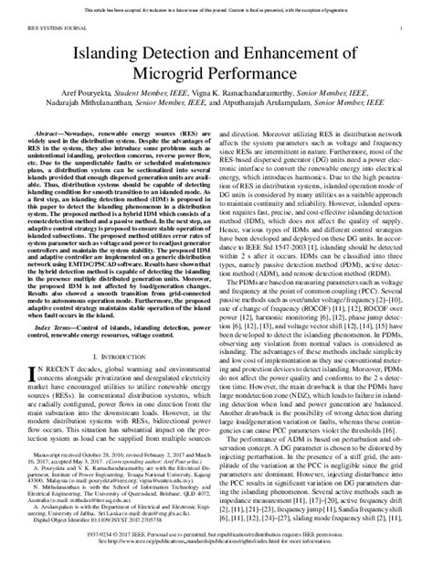 Pdf Islanding Detection In Microgrid Systems