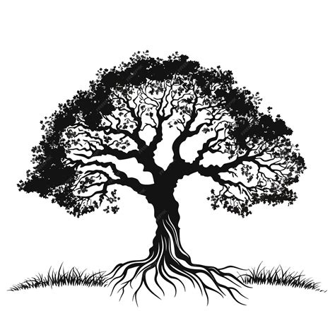 Premium Vector A Drawing Of A Tree With The Roots Exposed