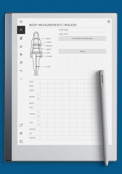 Download Printable Body Measurement Tracker Female PDF