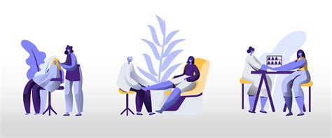 뷰티 살롱 세트를 방문 하는 젊은 여자 매니큐어 페디큐어와 헤어 커팅을하는 마스터 여자를위한 이발소 그루밍 장소 스파 및 바디