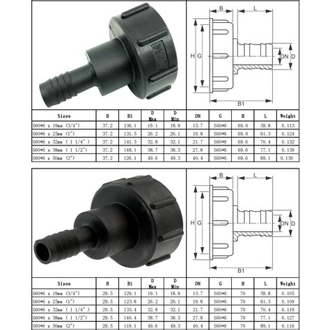 Pp Ibc Tote Adapter Coupling Din 61 Plastic Drum Fitting With 2 Hose Barb Buy Pp Ibc Tote
