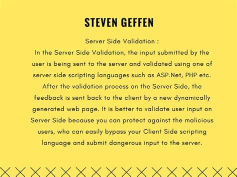 Steven Geffen Difference Between Client Side And Server Side Validation Pdf Web Development