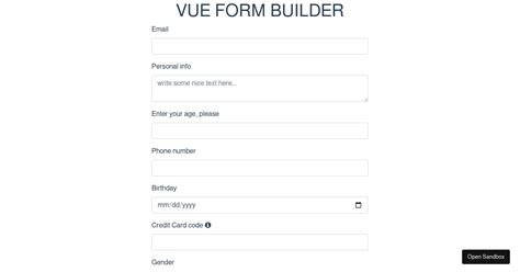 Vue Form Builder Demo01 Codesandbox