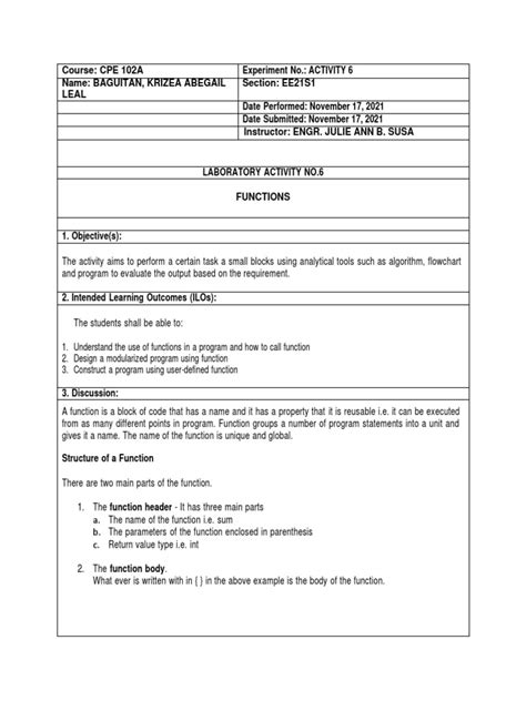 laboratory activity 6 pdf parameter computer programming subroutine