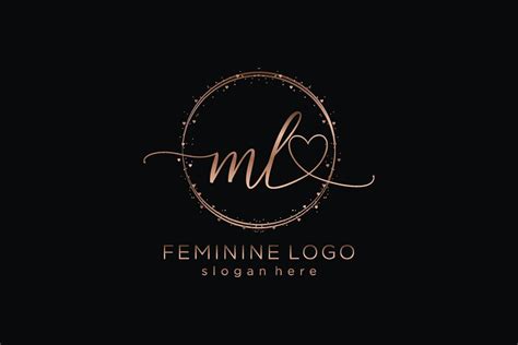 Initial Ml Handwriting Logo With Circle Template Vector Logo Of Initial Wedding Fashion Floral