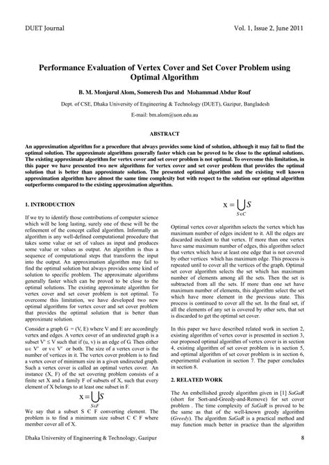 Pdf Performance Evaluation Of Vertex Cover And Set Cover Problem