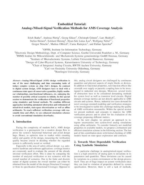 pdf embedded tutorial analog mixed signal veriﬁcation