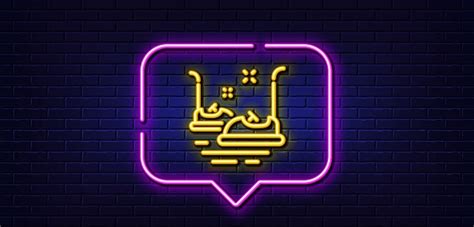 범퍼 자동차 라인 아이콘입니다 놀이 공원 표지판 네온 라이트 스피치 버블 벡터 0명에 대한 스톡 벡터 아트 및 기타 이미지 0명 Led 조명 개념 Istock