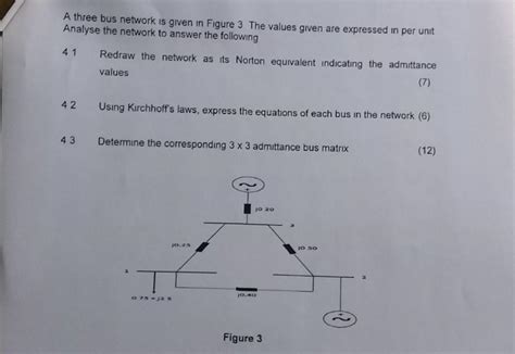 solved a three bus network is given in figure 3 the values