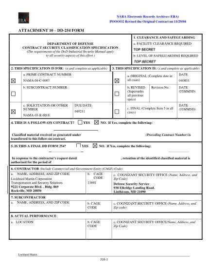 Dd254 Form Fillable Printable Forms Free Online
