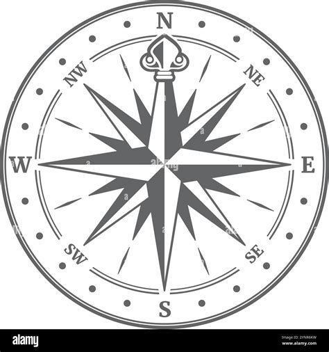 Retro Map Navigation Symbol Compass Wind Rose Isolated On White Background Stock Vector Image