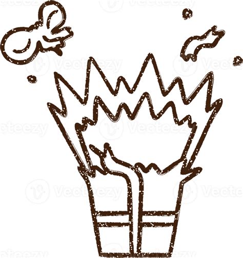 Exploding Present Charcoal Drawing 42842373 Png