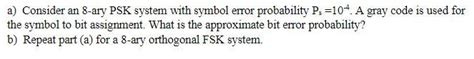 Solved A Consider An 8 Ary Psk System With Symbol Error