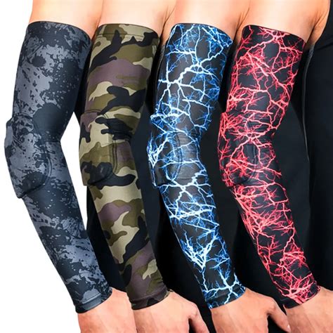 새로운 스포츠 팔 압축 슬리브 커버 Anti Slip Anti Collision Uv 태양 보호 농구 팔 슬리브 팔꿈치 보호대