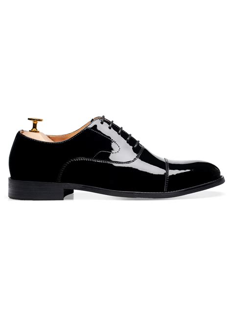 Oxford Cap Toe Tux Black Patent Leather Zeve Shoes