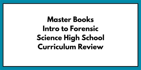Master Books Intro To Forensic Science High School Curriculum
