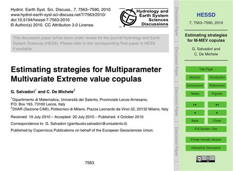 Pdf Estimating Strategies For Multiparameter Multivariate Extreme