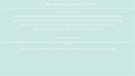 My Coding Journal T2