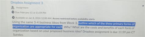 solved dropbox assignment 3assignmentdue february 11 ﻿at