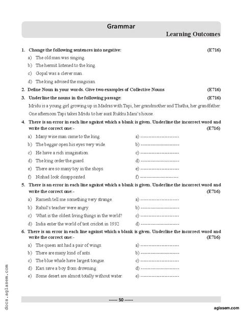 Class 7 English Question Bank Pdf Important Questions For Class 7 English Aglasem