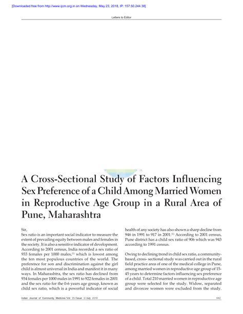 Pdf A Cross Sectional Study Of Factors Influencing Sex Preference Of