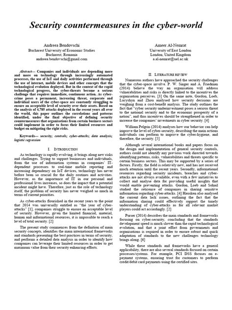 Security Countermeasures In The Cyber World Pdf Computer Security Security