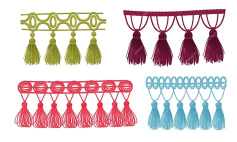Premium Vector Ornamental Tassels For Clothing Decoration Isolated On