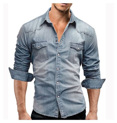 남성 똑딱이단추 빈티지 긴팔 청 남방 트렌드 남자셔츠 패션 포멀 티몬