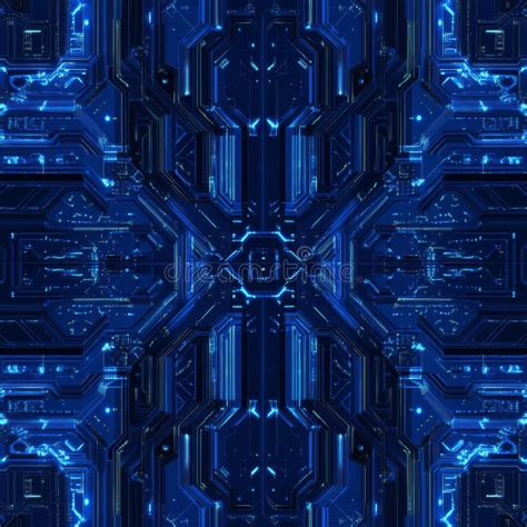 Futuristic Blue Circuit Pattern With Glowing Lines And Geometric Design Stock Image Image Of