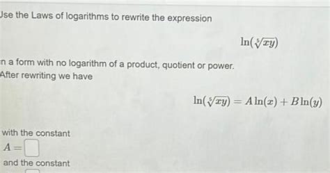 [answered] use the laws of logarithms to rewrite the expression in a