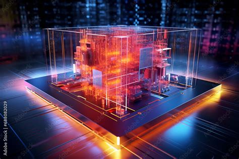 Quantum Computer In Operation Futuristic Lab With Sleek Minimalistic Design Illuminate The