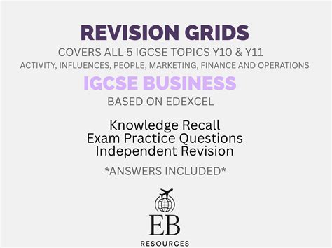 Igcse Business Revision Grids Entire Igcse Included Based On Edexcel