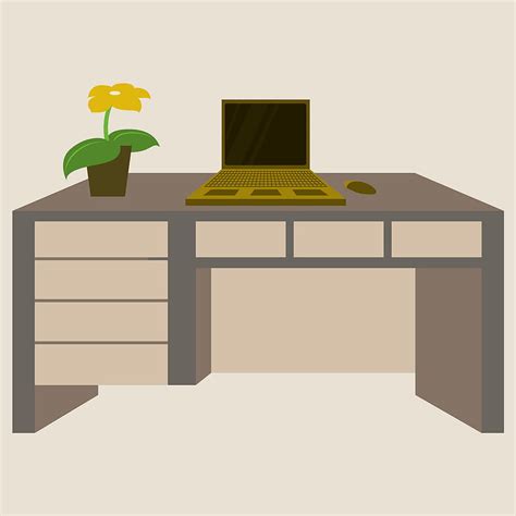 직장 책상 컴퓨터 공장 최고 각도보기 평면 벡터 Ai Eps Uidownload