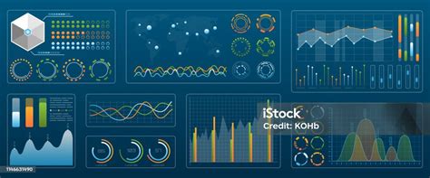 프리 젠 테이 션을 위한 미래 지향적 인 기술 인터페이스 컬러 차트 및 도표 설정 차트에 대한 스톡 벡터 아트 및 기타 이미지 차트 홀로그램 0명 Istock