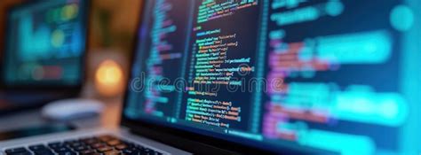 Laptop Screen Shows Coding Program Lines Of Code In Various Colors