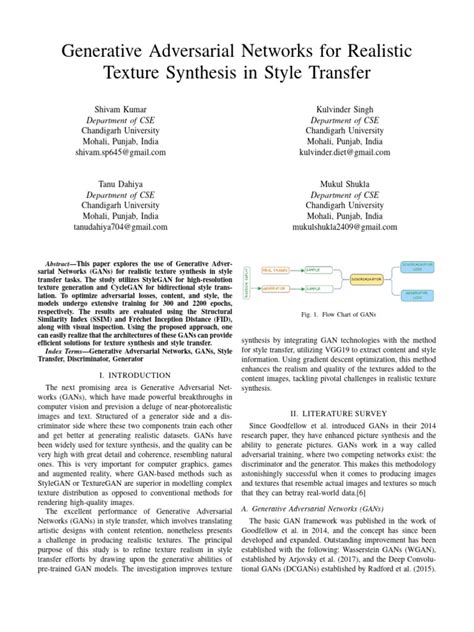 Generative Adversarial Networks For Realistic Texture Synthesis In