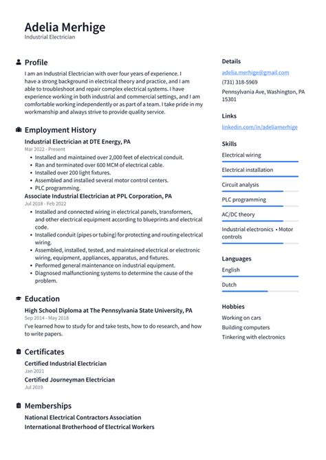 Electrician Resume Example And Writing Guide Resumelawyer