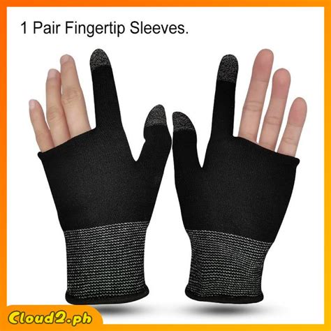 2pcs Sweat Proof Non Scratch Sensitive Touch Screen Gaming Finger Thumb Sleeve Gloves For Pubg