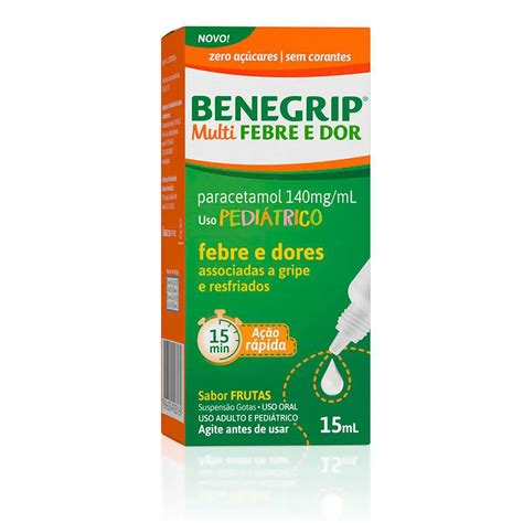 Benegrip Multi Febre E Dor Pediátrico Paracetamol 140mgml Frutas